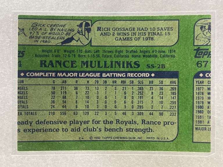 Rare1982 Topps Cal Ripken Jr. #21 Error Card - Wrong Back - Matthew ...