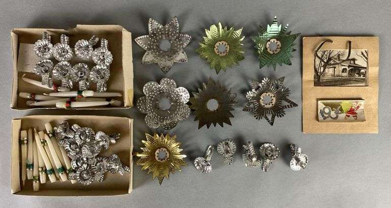 Group of Vintage Christmas Tree Candles, Candle Collars, and More ...