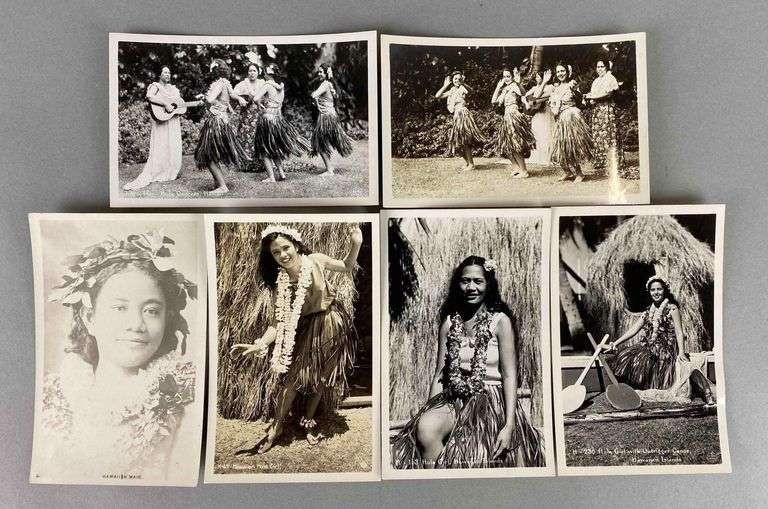Postcards - 5 Real Photo Hula Women - Matthew Bullock Auctioneers