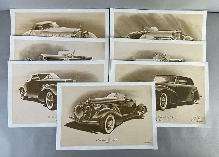 Group of 7 Pasteiner Illustration Prints of 1900s Cars - Matthew ...