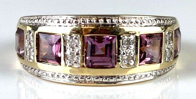 14K Gold Purple Spinel and Diamond Ring - Matthew Bullock Auctioneers