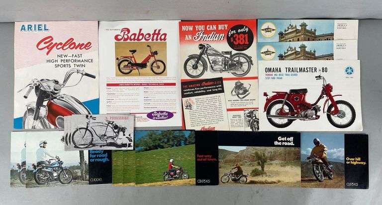 Group of Vintage Motorcycle Dealership Advertising Brochures - Matthew ...