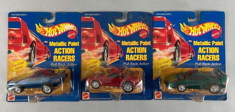 Group of Mattel Hot Wheels Metallic Paint Action Racers Die-Cast ...