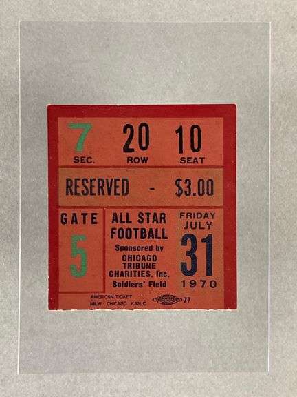1970 College Football All-Stars vs. Kansas City Chiefs Ticket Stub ...