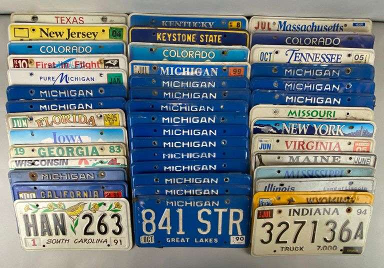 Large Group of Assorted State License Plates - Matthew Bullock Auctioneers