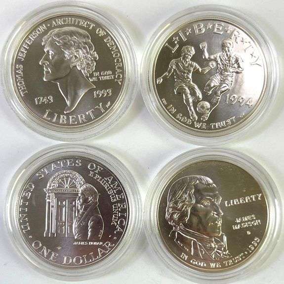Group of 4 US mint Commemorative Silver Dollars in Caps - Matthew ...