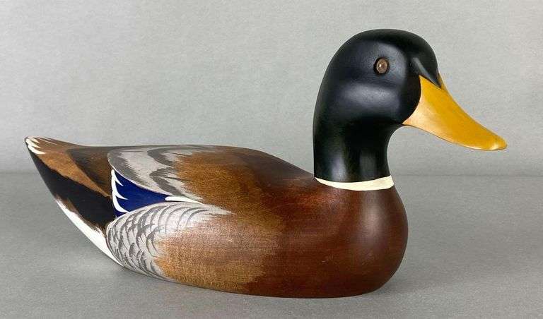 Ethan Allen P. Korman Mallard Wood Duck Decoy - Matthew Bullock Auctioneers
