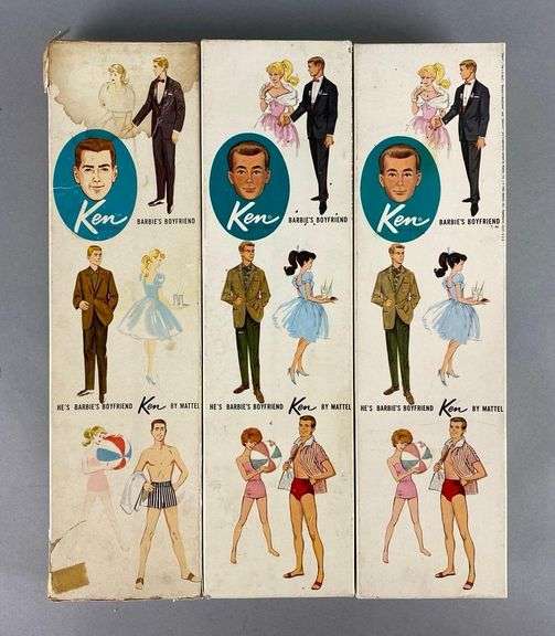 Vintage Group of 3 Mattel Ken Dolls with Original Boxes - Matthew ...