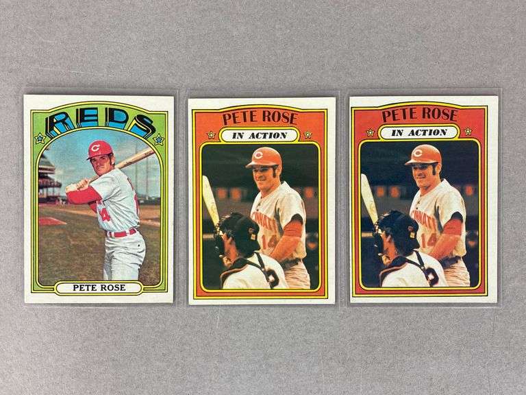 3 - 1972 Topps Pete Rose Cards - Matthew Bullock Auctioneers