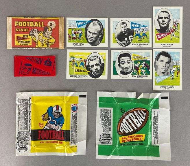 1961 Nu-Cards Football Opened Pack + 1974 and 76 Topps Wrappers ...