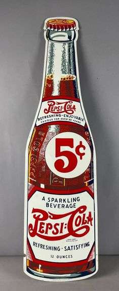Reproduction Pepsi-Cola Bottle Metal Advertising Sign - Matthew Bullock ...