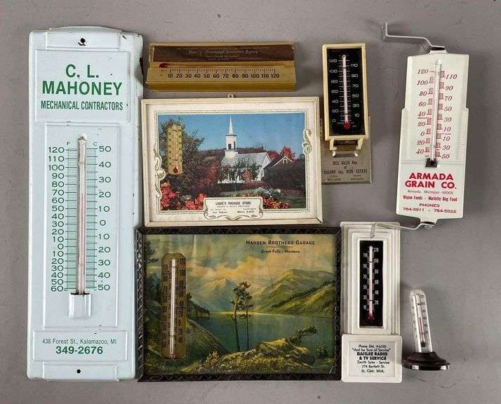 Group of Vintage Advertising Thermometers - Matthew Bullock Auctioneers