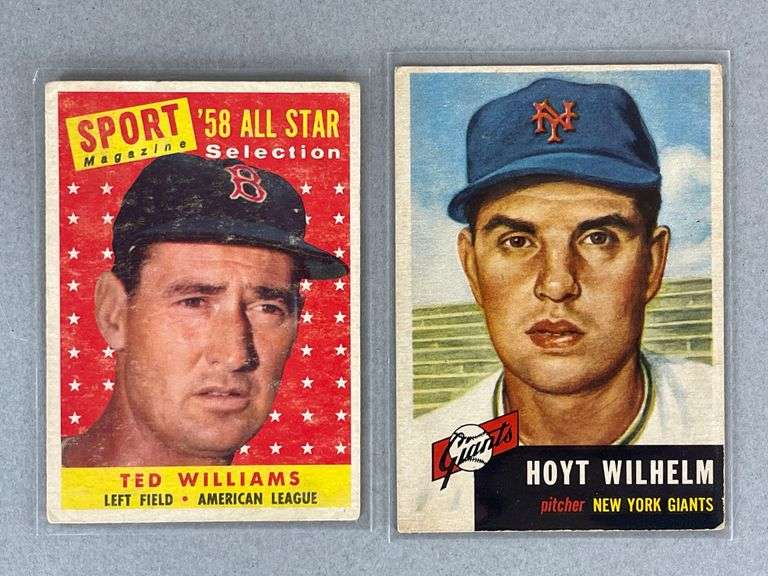 1958 Topps All-Star Ted Williams #485 and 1953 Topps Hoyt Wilhelm #151 ...