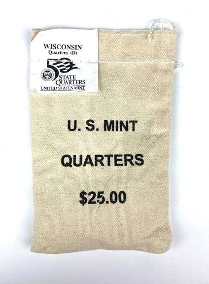 US Mint $25 Wisconsin D State Quarters in Canvas Bag - Matthew Bullock ...