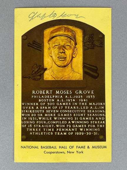 Robert Grove Signed Yellow Plaque Hall of Fame Postcard with JSA COA ...