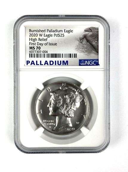 2020 W Burnished Palladium Eagle $25 1 oz .999 Palladium NGC Graded ...