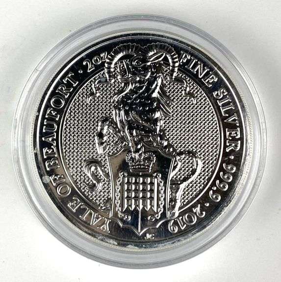 2019 Great Britain 5 Pound Yale of Beaufort 2 oz .999 Fine Silver Coin ...