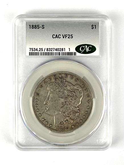1885 S US Morgan Silver Dollar CAC Graded VF25 - Matthew Bullock ...