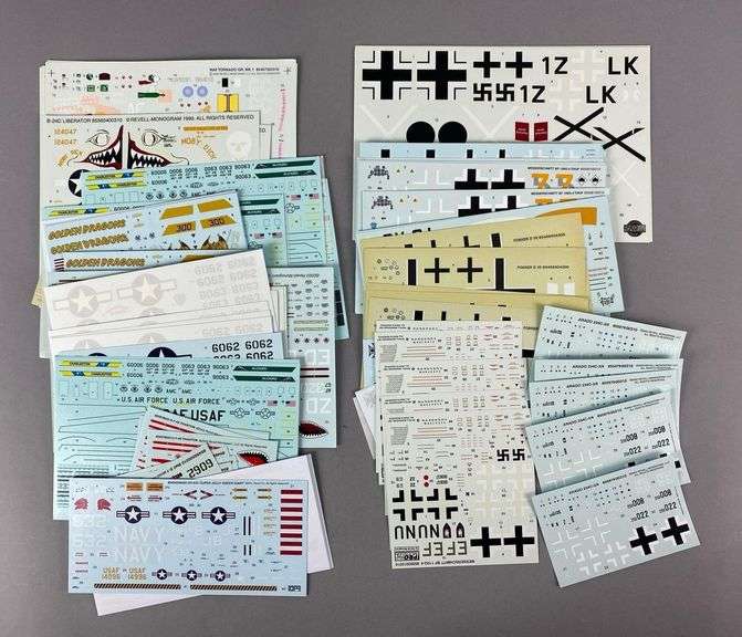 Group of WW2 German and US Model Aircraft Water Transfer Decals ...