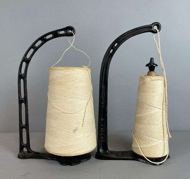 Group of 2 Antique Cast Iron Spool Holders - Matthew Bullock Auctioneers
