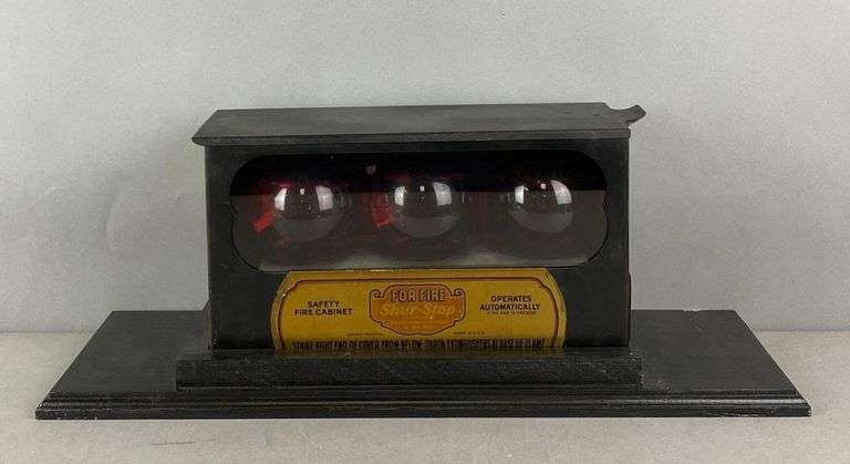 Antique Shur- Stop Fire Extinguisher Grenades in Safety Fire Cabinet ...