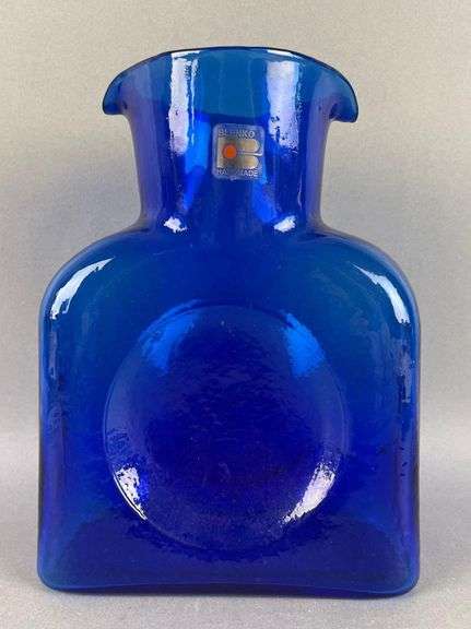 Blenko Cobalt Blue Glass Water Pitcher - Matthew Bullock Auctioneers