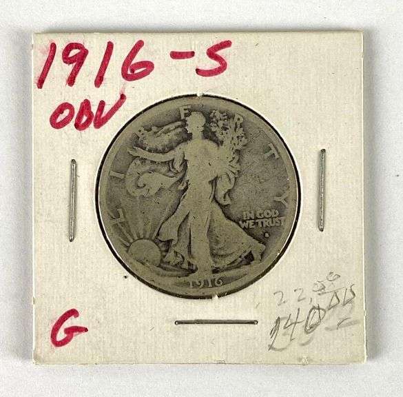 1916-S Walking Liberty Silver Half Dollar - Matthew Bullock Auctioneers