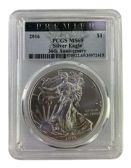 2016 PCGS Graded MS 69 American Silver Eagle 1 oz. Fine Silver Dollar 30th Anniversary - Matthew ...