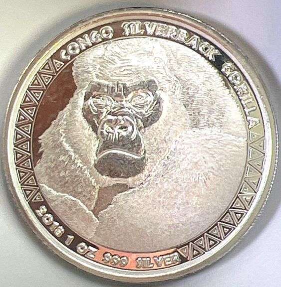 2018 Reverse Proof Republic Of Congo Silverback Gorilla .999 1 Oz ...