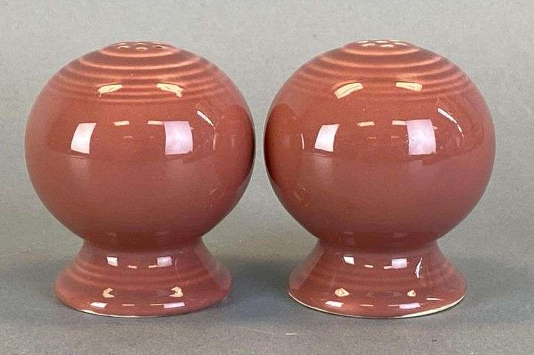 Pair of Rose Fiestaware Salt and Pepper Shakers - Matthew Bullock Auctioneers