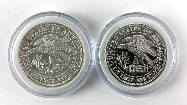 Group of (2) Eagle Trade Unit 1oz. .999 Fine Silver Round - Matthew Bullock Auctioneers