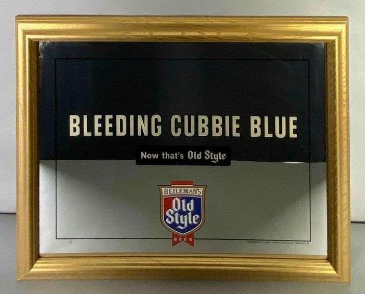 Heilemans Old Style Beer Bleeding Cubbie Blue Advertising Mirror
