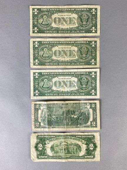 Group of $1 and $2 US Bank Notes - Matthew Bullock Auctioneers