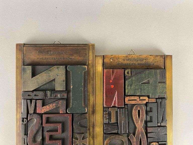 Group of 2 Industrial Letterpress Typesetting Wall Art - Matthew ...