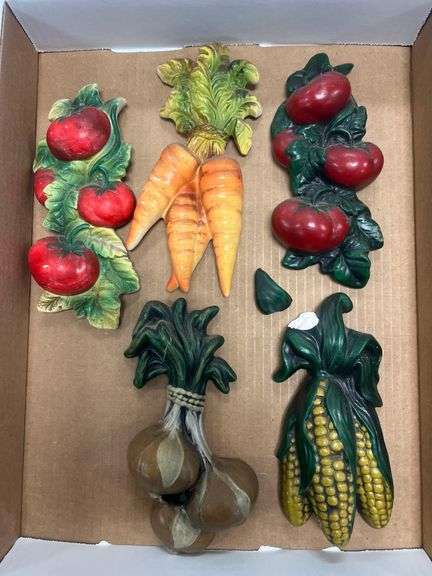 Group of Plaster Vegetable Wall Art - Matthew Bullock Auctioneers