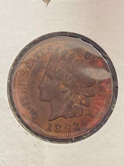 1893 US Indian Head One Cent Coin - Matthew Bullock Auctioneers
