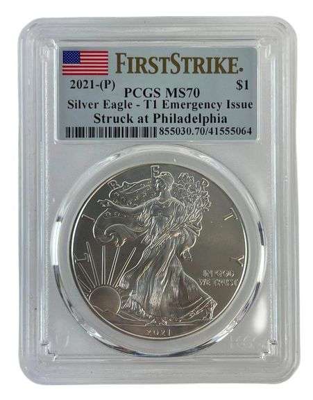 2021 P US Mint Silver American Eagle .999 Fine Silver T1 Emergency Issue PCGS MS70 - Matthew ...
