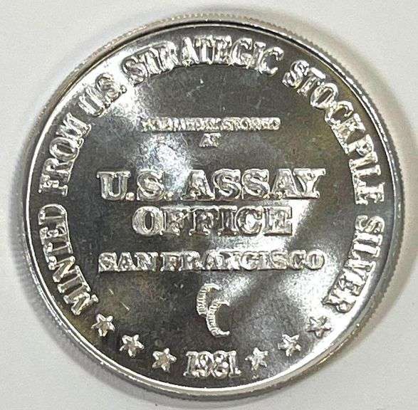 Vintage 1981 US Assay Office San Francisco 1oz .999 Fine Silver Round ...