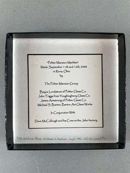 Group of Peltier Glass Co. Ottawa IL Marbles with Reproduction Box ...