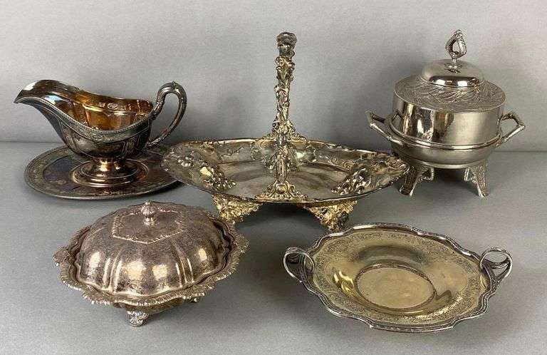 Group of Antique Silverplate Serving Dishes and More - Matthew Bullock ...