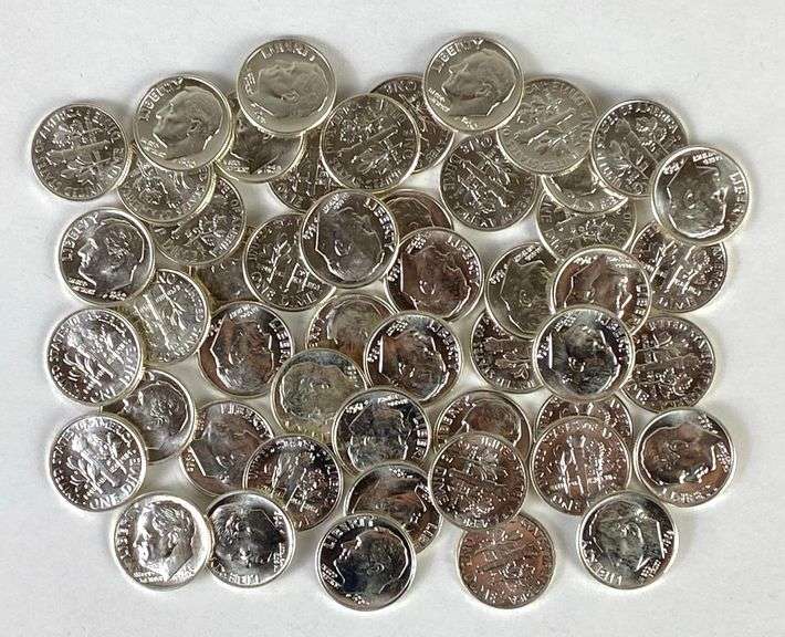 Group of (50) Uncirculated 1962 US Roosevelt Silver Dimes - Matthew ...