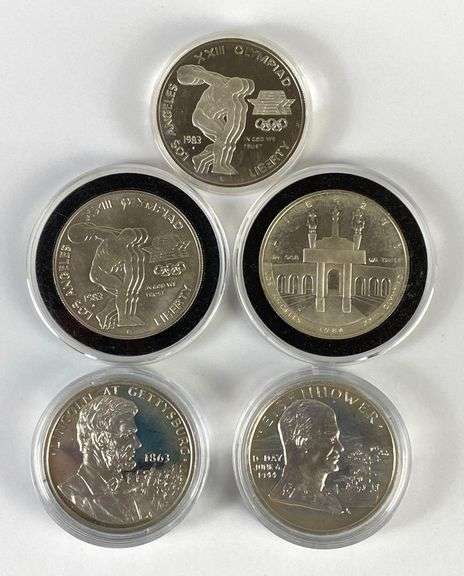 Group of 5 US Mint Commemorative Silver dollars Coins - Matthew Bullock ...