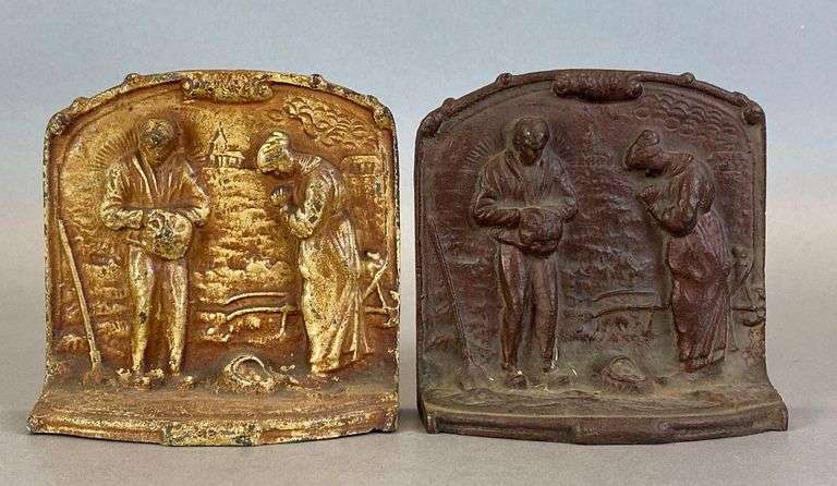 Pair of Cast Iron Praying Farmers Bookends - Matthew Bullock Auctioneers