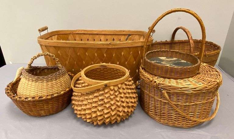 Group of 7 Woven Baskets - Matthew Bullock Auctioneers