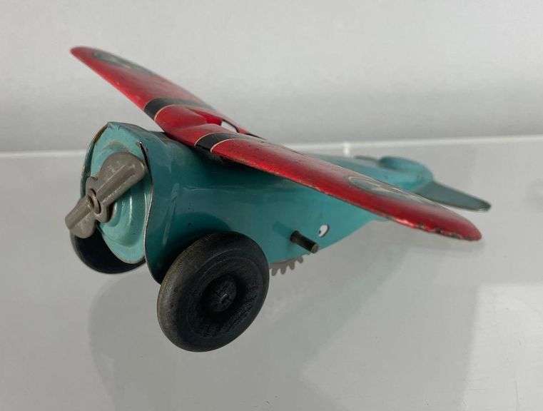 Vintage Marx Wind-Up Tin Litho Plane - Matthew Bullock Auctioneers