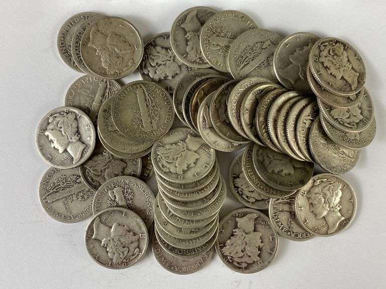 Group of 200 US Mercury Silver Dimes - Matthew Bullock Auctioneers