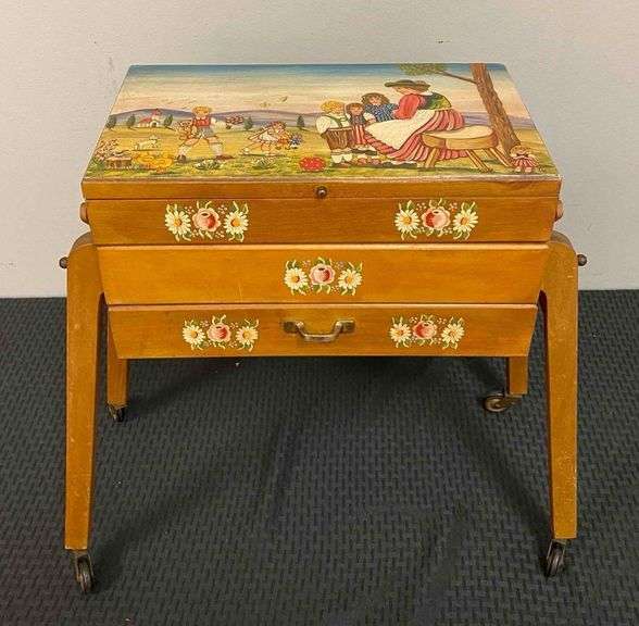 Christine Ulrich German Hand Painted Wooden Sewing Box - Matthew ...