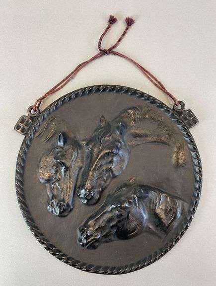 Cast Iron Relief of 3 Horses Wall Art - Matthew Bullock Auctioneers