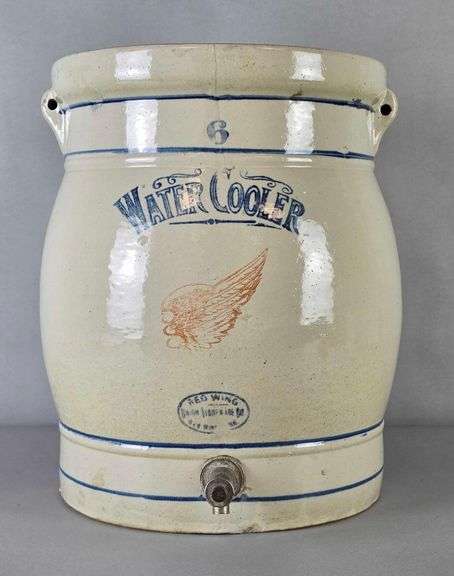 Antique 6 Gallon Red Wing Union Stoneware Co. Water Cooler with Spigot ...
