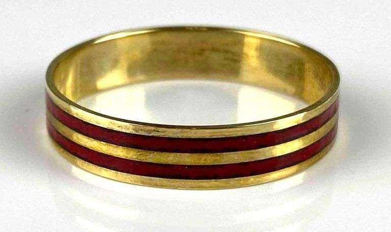 14K Gold Enamel Mens Ring - Matthew Bullock Auctioneers
